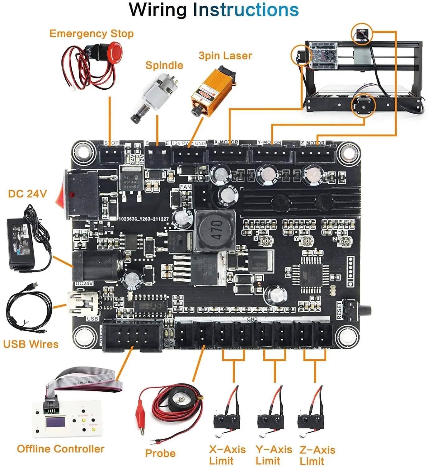Оновлений CNC 3018 Pro Max зі шпинделем 500 Вт, фрезерний верстат для гравірування металу GRBL ...