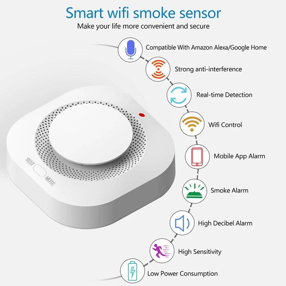 WiFi Tuya Smart Smoke Detector APP Push Smoke Detector Sensor Alarm ...