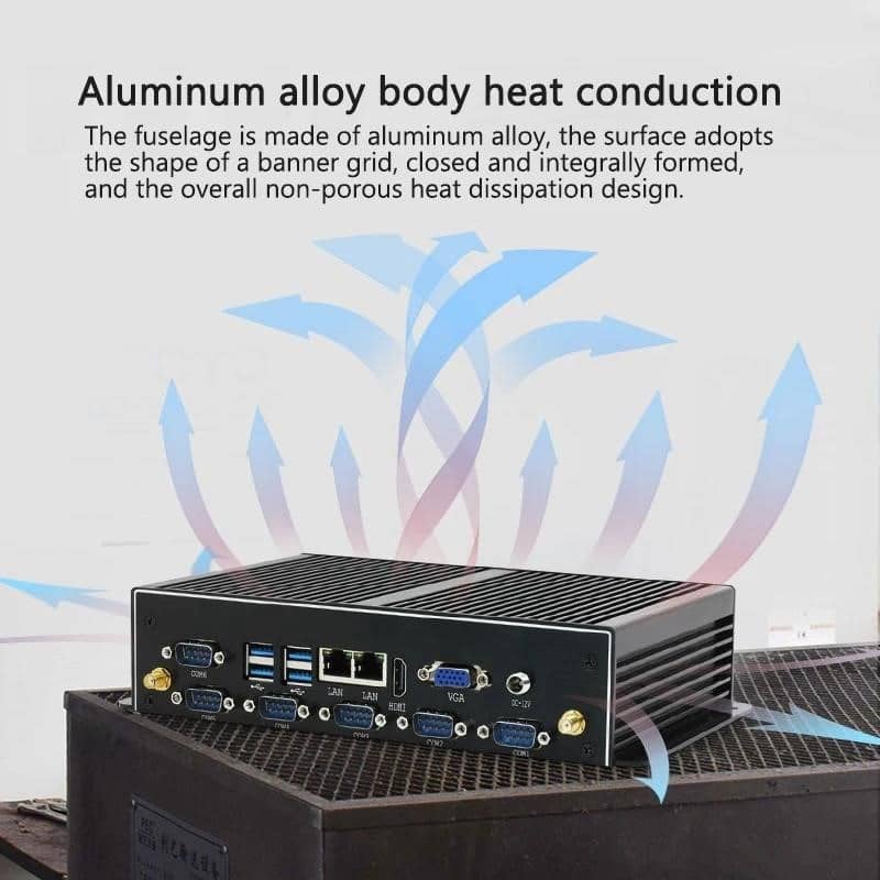 Промисловий міні-ПК без вентиляторів Dual LAN 6*COM RS232/RS485 Intel Core i7 5500U Celeron ...